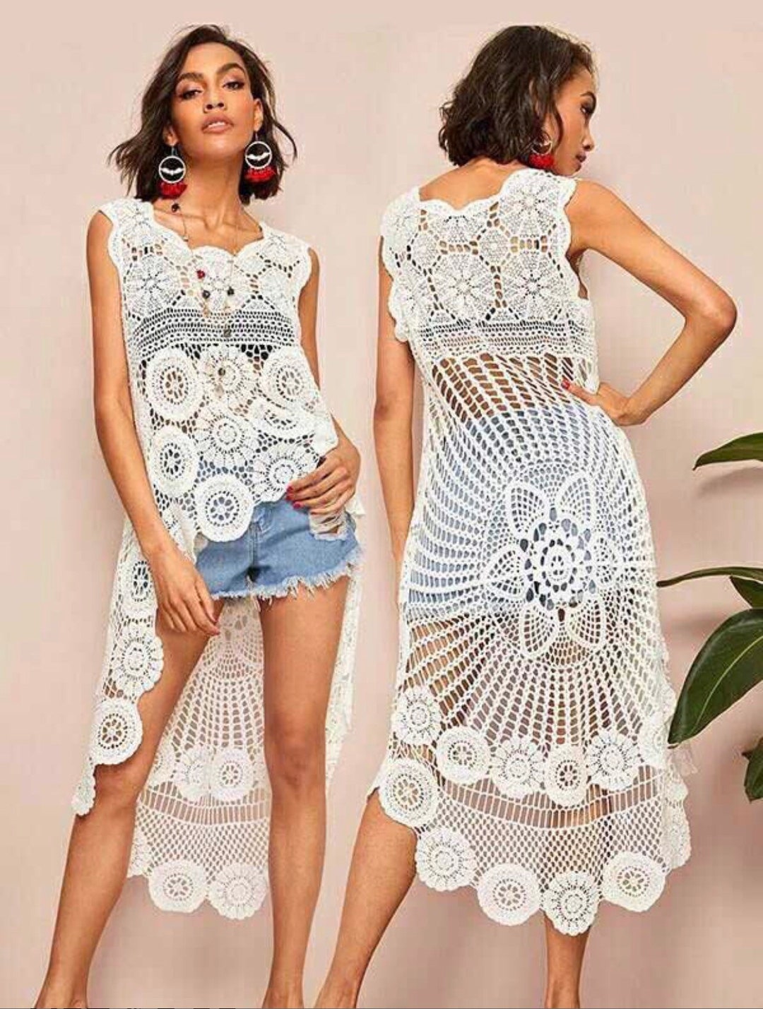 Crochet Lace Bathing Suit Cover up One Size - Etsy