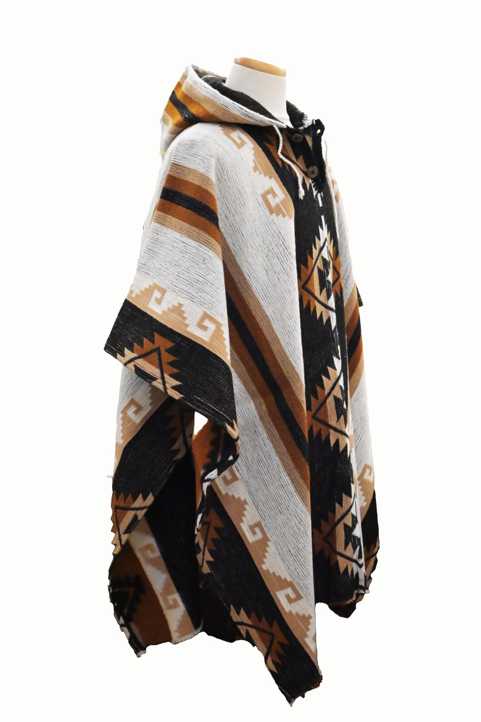 Geometric Poncho Brown, Native Poncho, Southwestern Poncho, Poncho ...