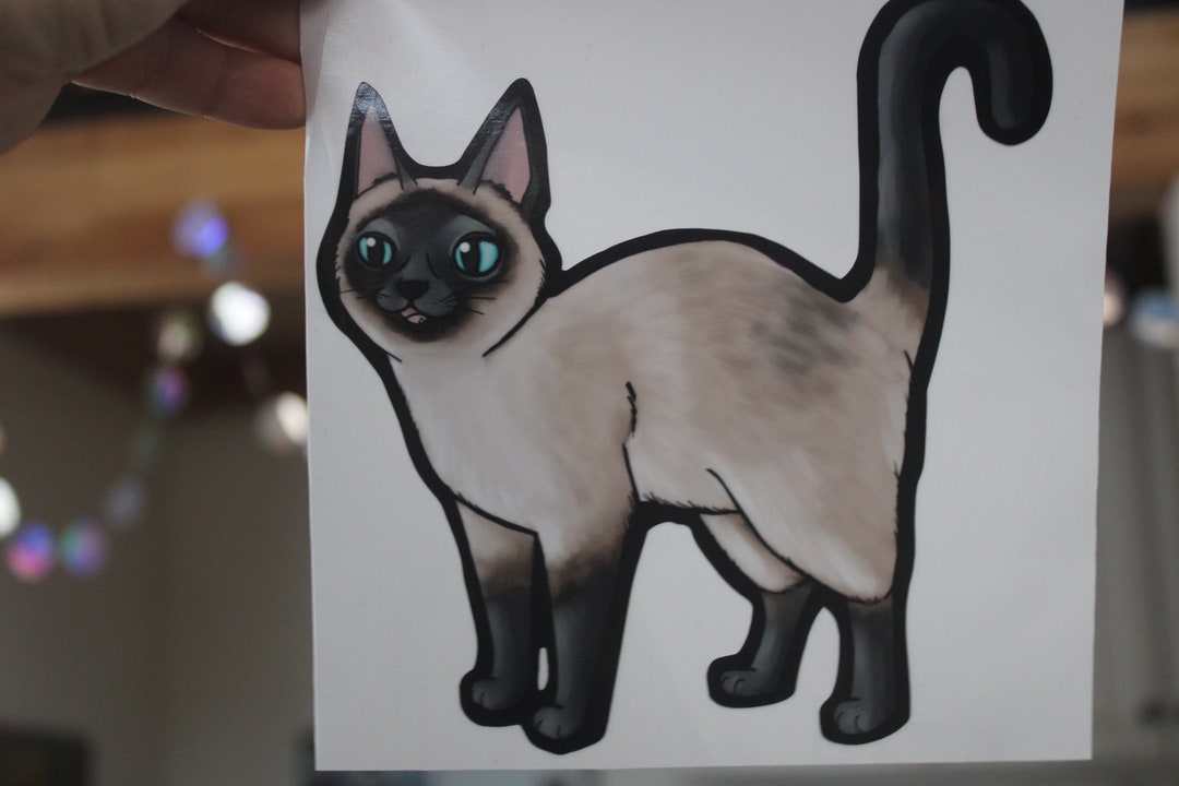Siamese Cat Vinyl Sticker for Cars, Trucks, Laptops: Gift for Cat ...