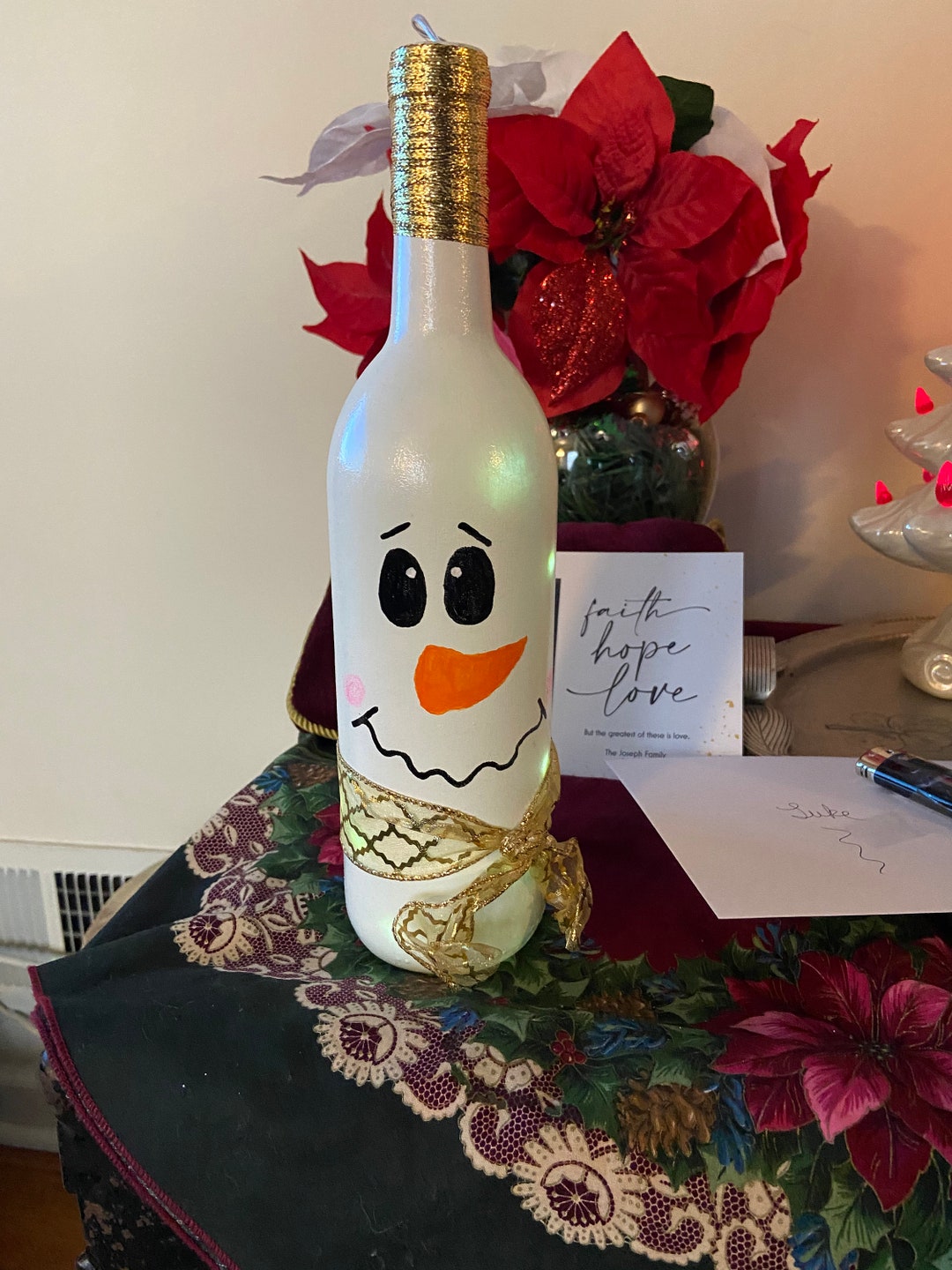 Holiday/ Personalized Hand Painted Wine Bottles - Etsy