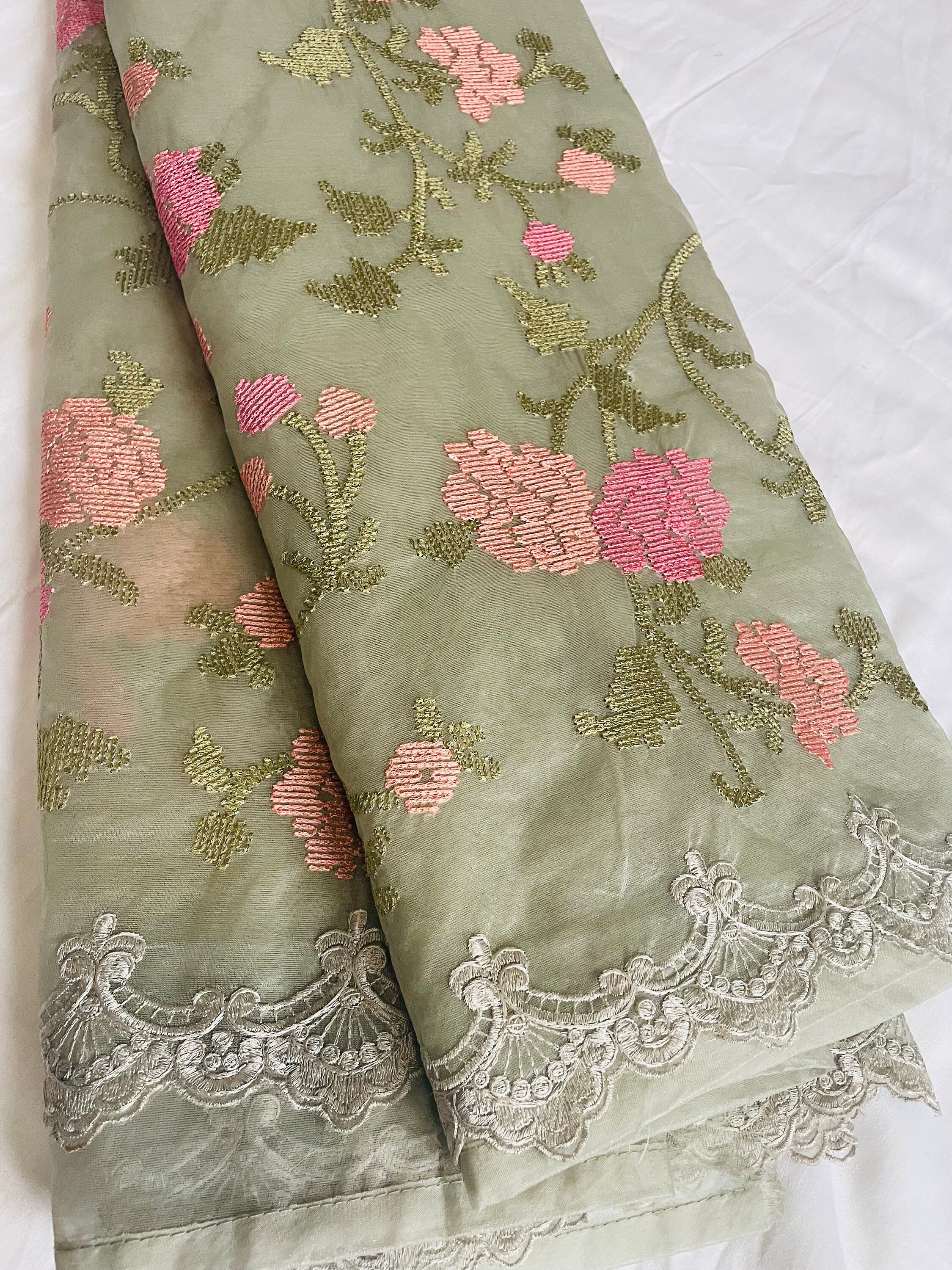 Embroidered Organza Saree - Etsy