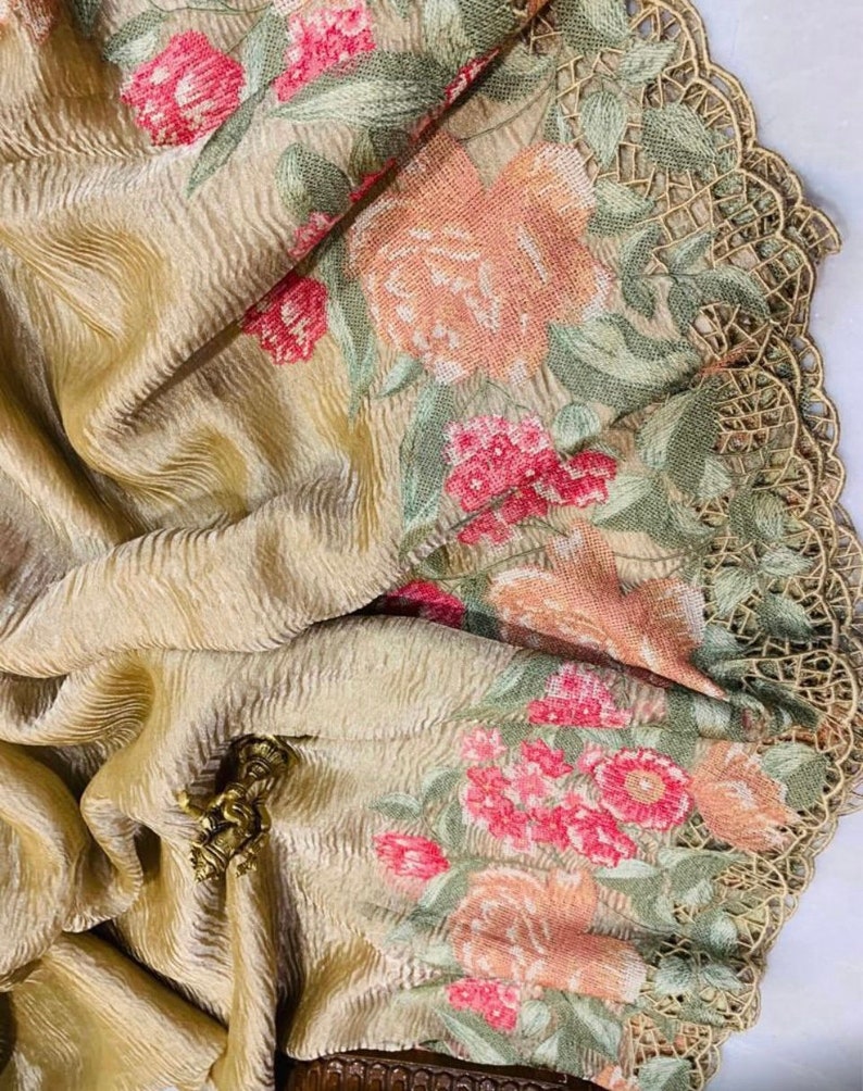 Crush Tissue Saree - Etsy