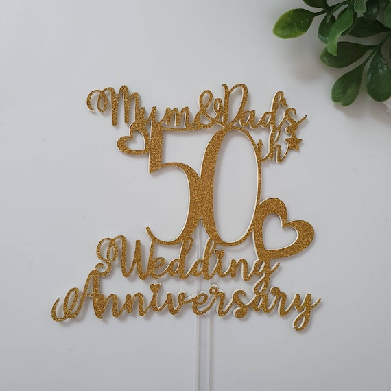 50th Wedding Anniversary Cake Toppers