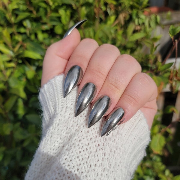 Silver Fake Nails - Etsy