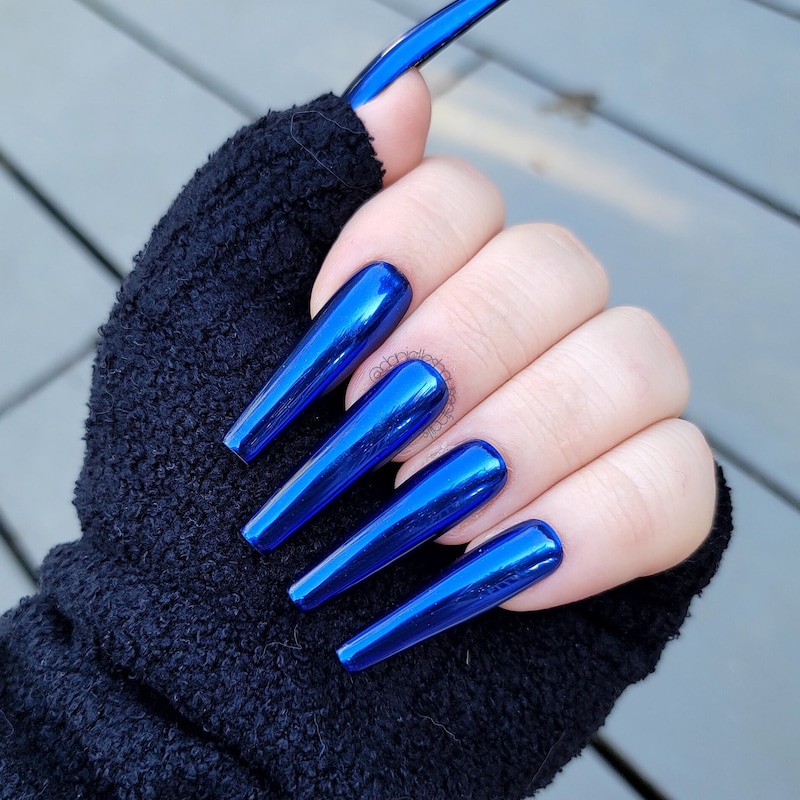 Blue Fake Nails - Etsy