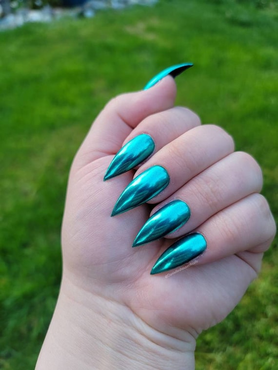 Teal Acrylic Nails