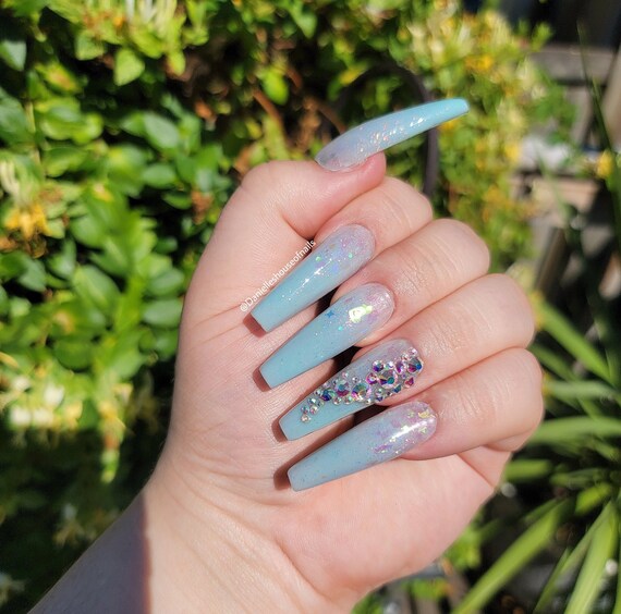 Coffin blue acrylic nails store