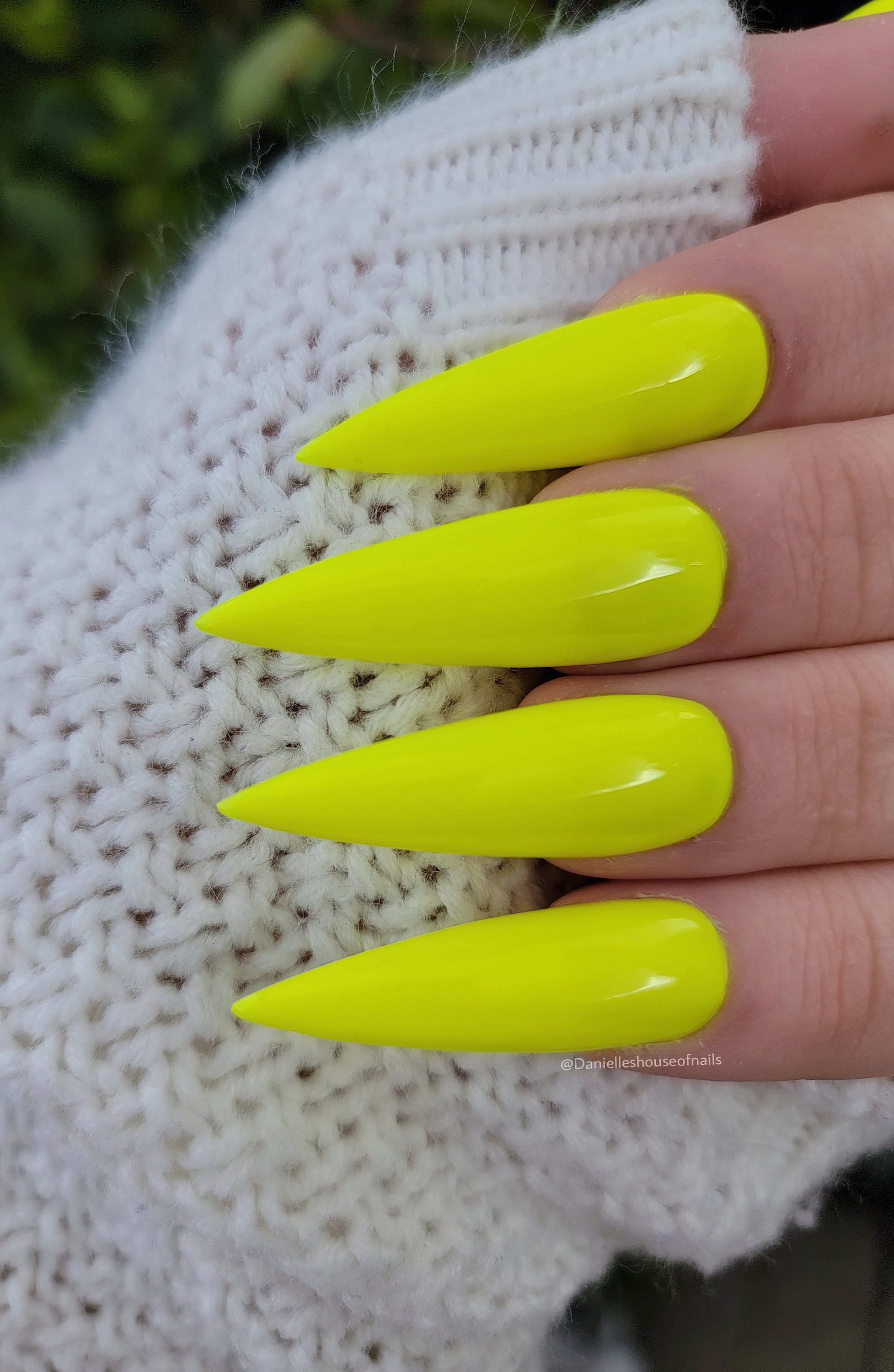 Neon Yellow Stiletto Nails