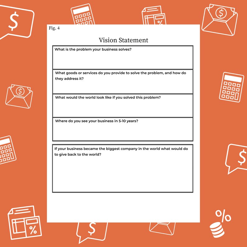 Business Mission Statement, Vision Statement, Core Values Worksheet ...
