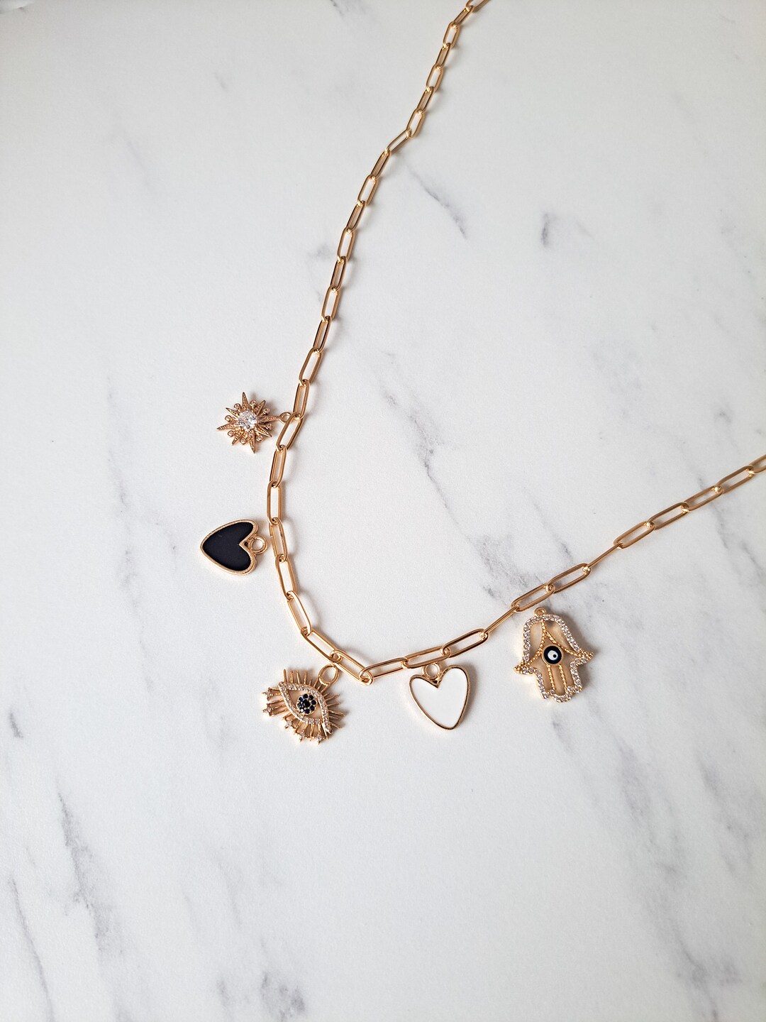 Build Your Own Custom Charm Necklace, Gold Charm Necklace, Customizable ...