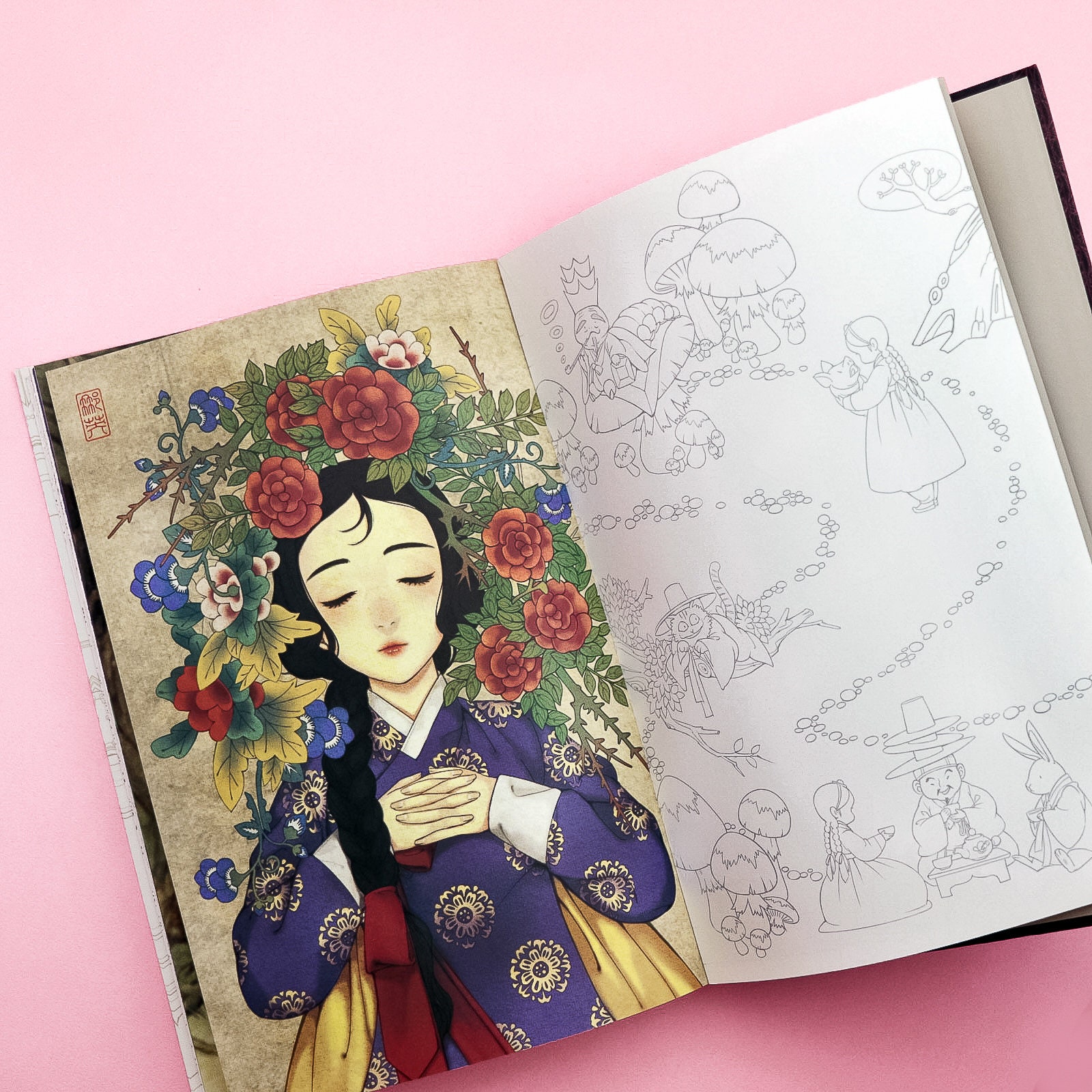 Hanbok Fantasy Coloring Book Korean Book Soo and Carrots - Etsy