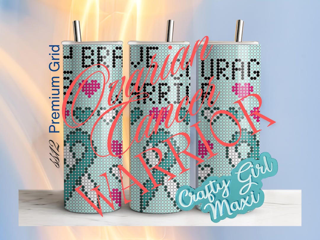 Ovarian Cancer Awareness Tumbler Template: SS12 Rhinestone Grid ...