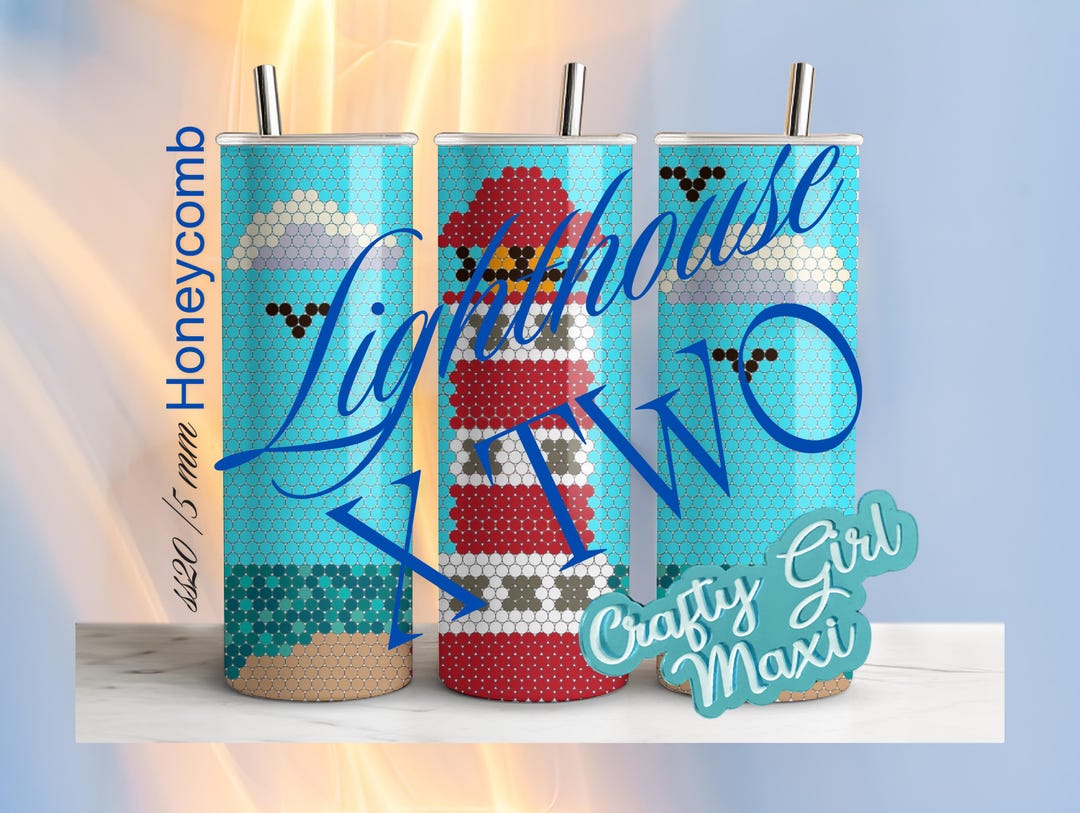 Lighthouse Beach Life Tumbler Template 20oz Rhinestone Honeycomb ...