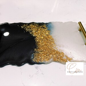 Large Decorative Resin Tray, Luxury Gold Geode Resin Tray, Serving Tray ...