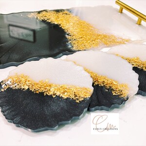 Large Decorative Resin Tray, Luxury Gold Geode Resin Tray, Serving Tray ...