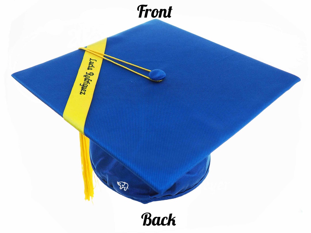 Graduation Cap Shiny Blue, Pendant 2025, Custom Embroidery: Title, Name ...