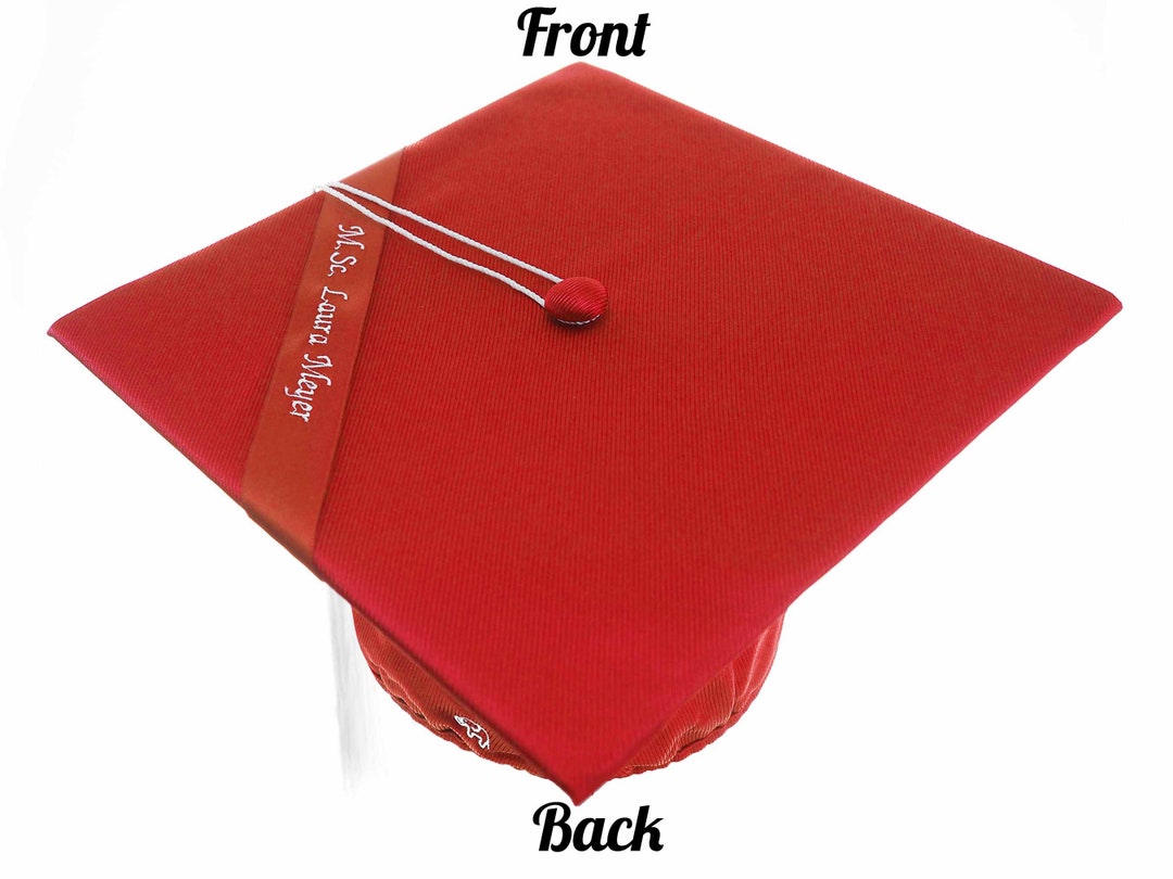 Graduation Cap Shiny Red, Pendant 2025, Custom Embroidery: Title, Name ...