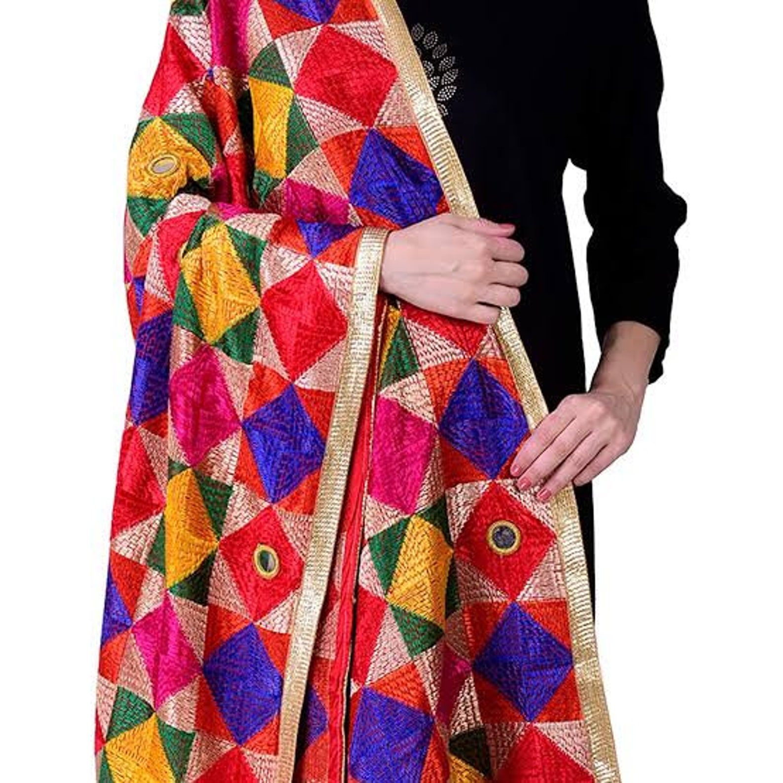 Phulkari Multibagh Multicolored, Embroidered Dupatta for Women From ...