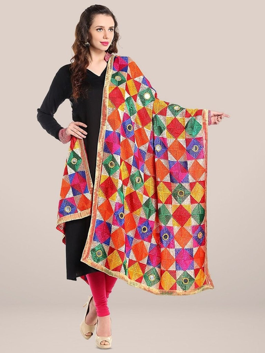 Phulkari Multibagh Multicolored, Embroidered Dupatta for Women From ...