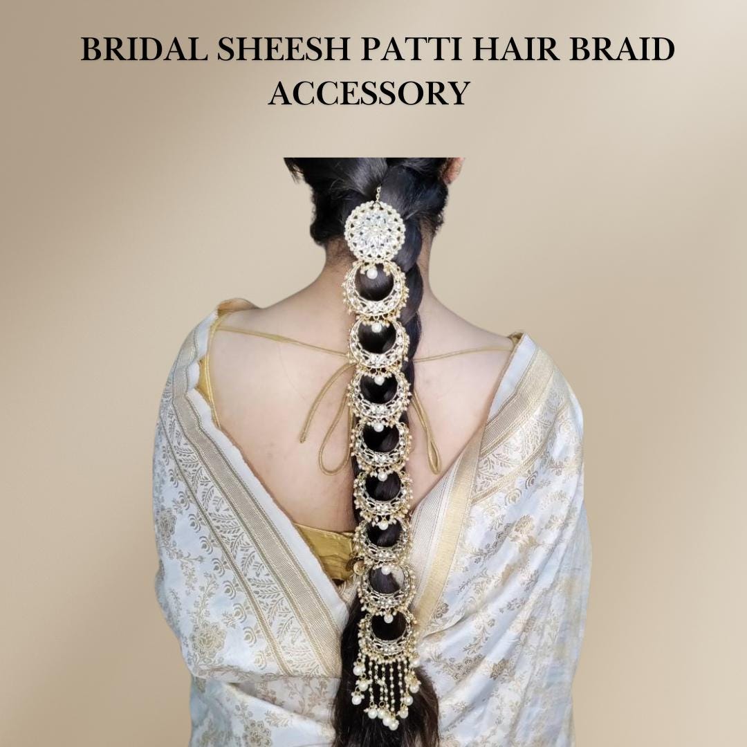 Elegant Kundan Sheeshphool Hair Vine | Bridal Sheesh Patti Hair Braid ...