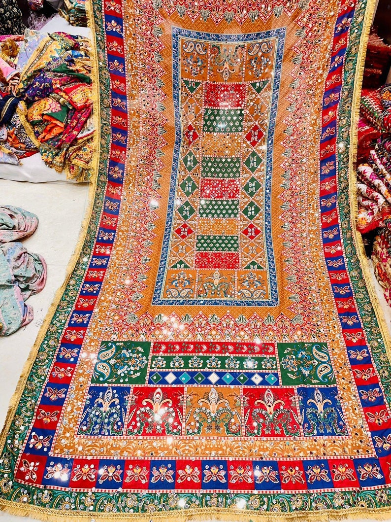 Buy Pakistani Heavy Silk Dupatta With Mirror Work With Colorful Online ...