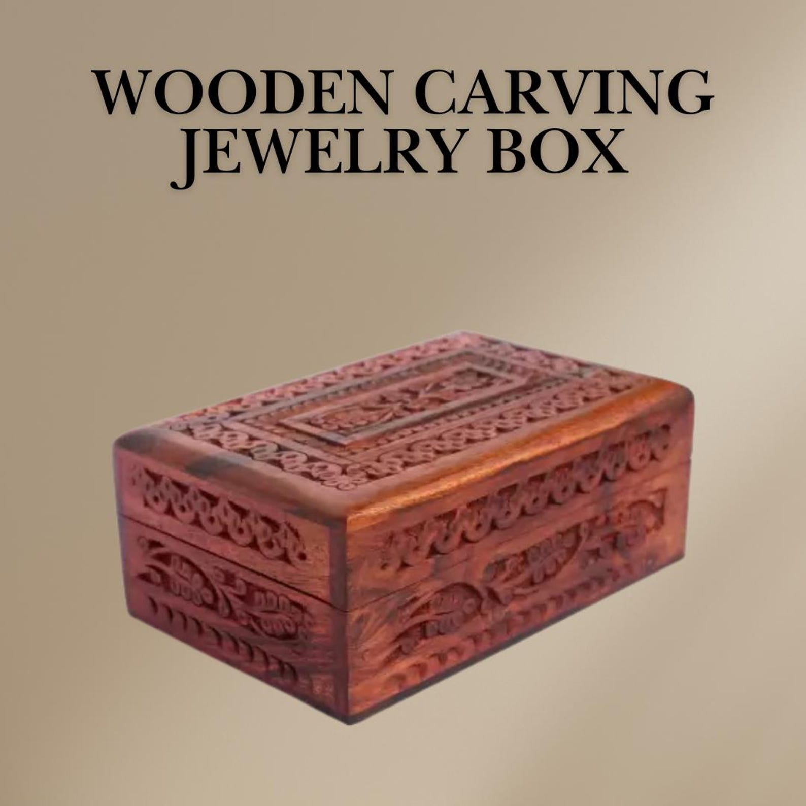 Foldable Antique Wooden Jewelry Box – Large Carved Jewelry Organizer ...
