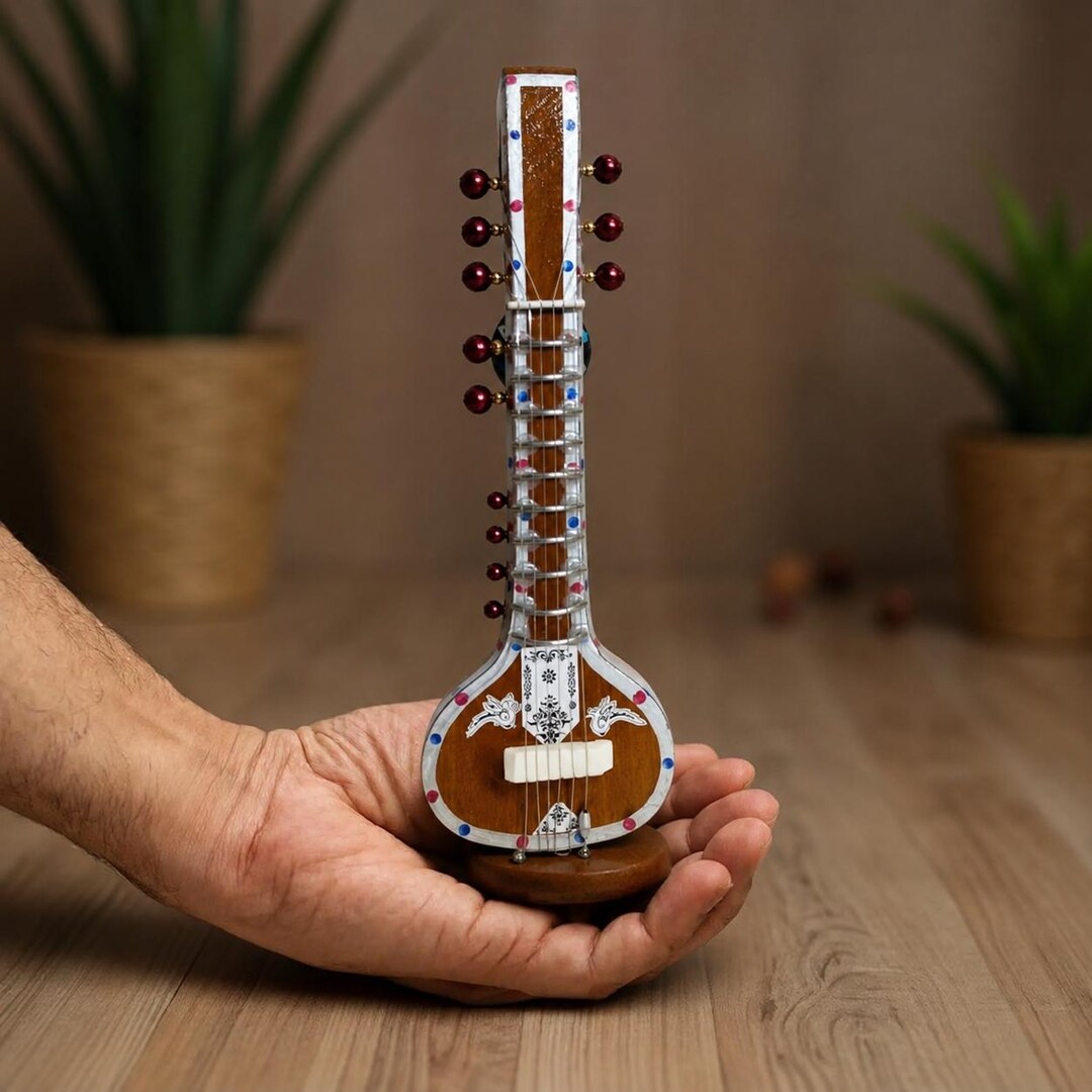 Miniature Sitar Decoration, Indian Musical Instrument Decor, Handmade ...