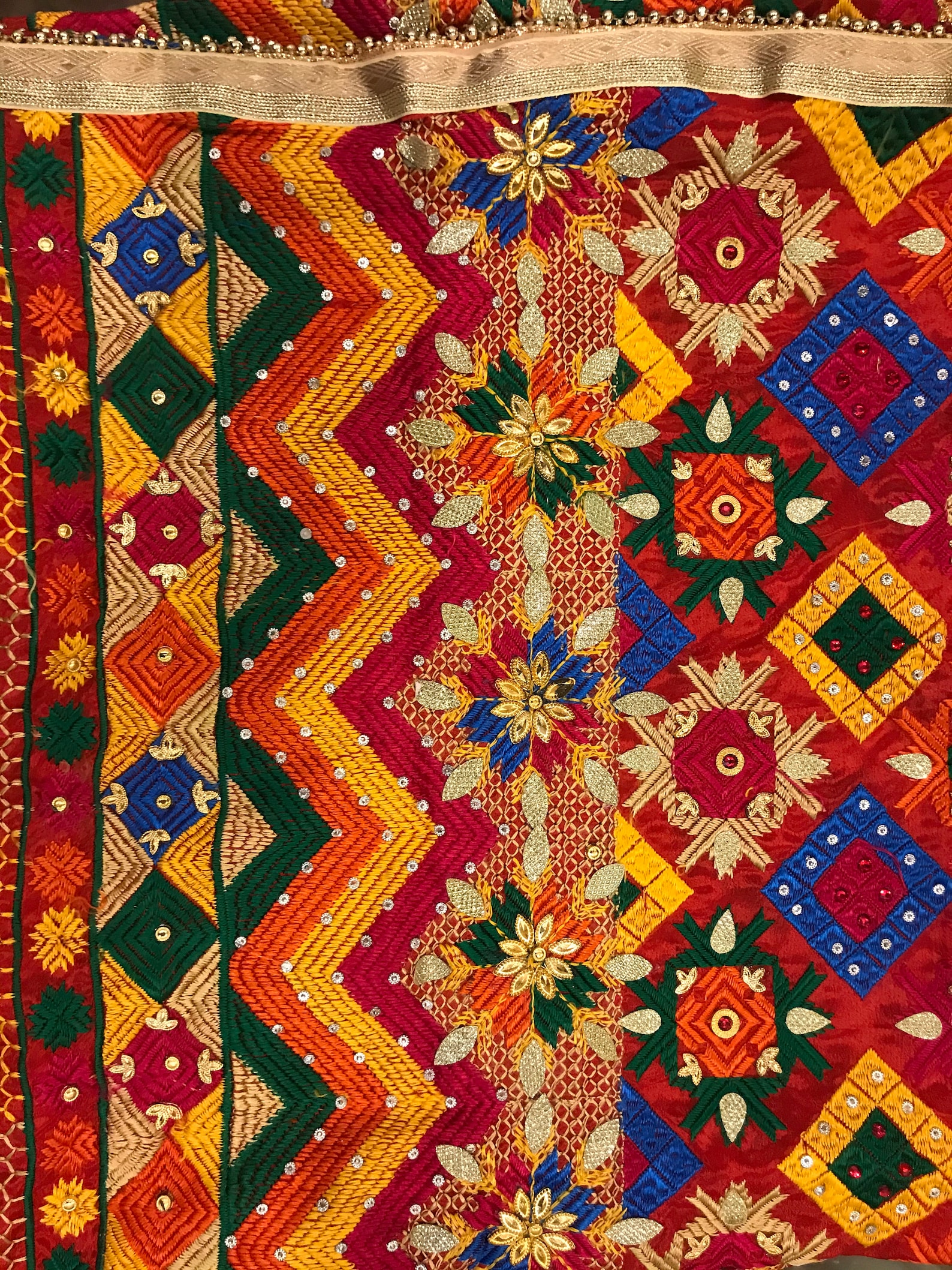 Phulkari Multicolored heavy embroidered handmade Indian | Etsy