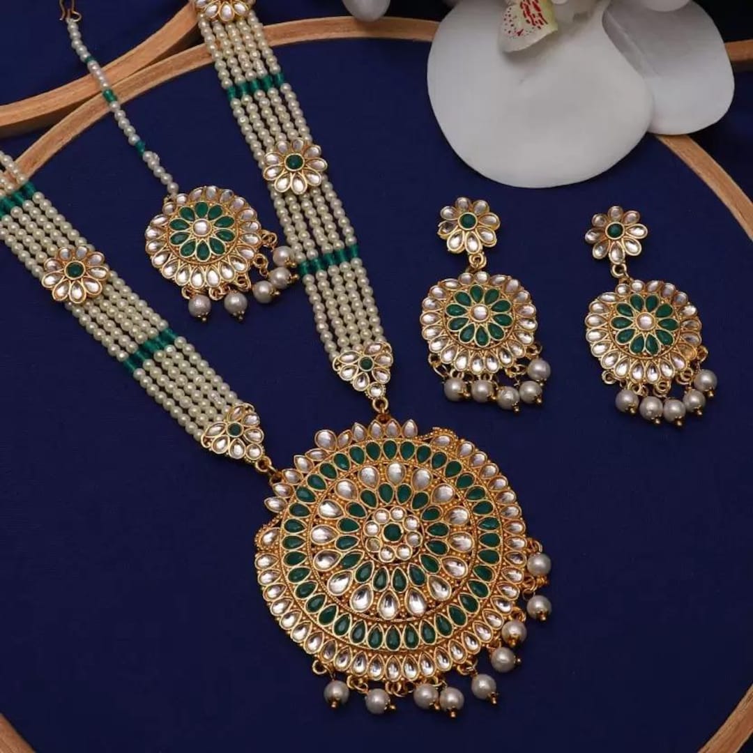 Indian Wedding Rani Haar, Traditional Necklace Set, Handmade ...