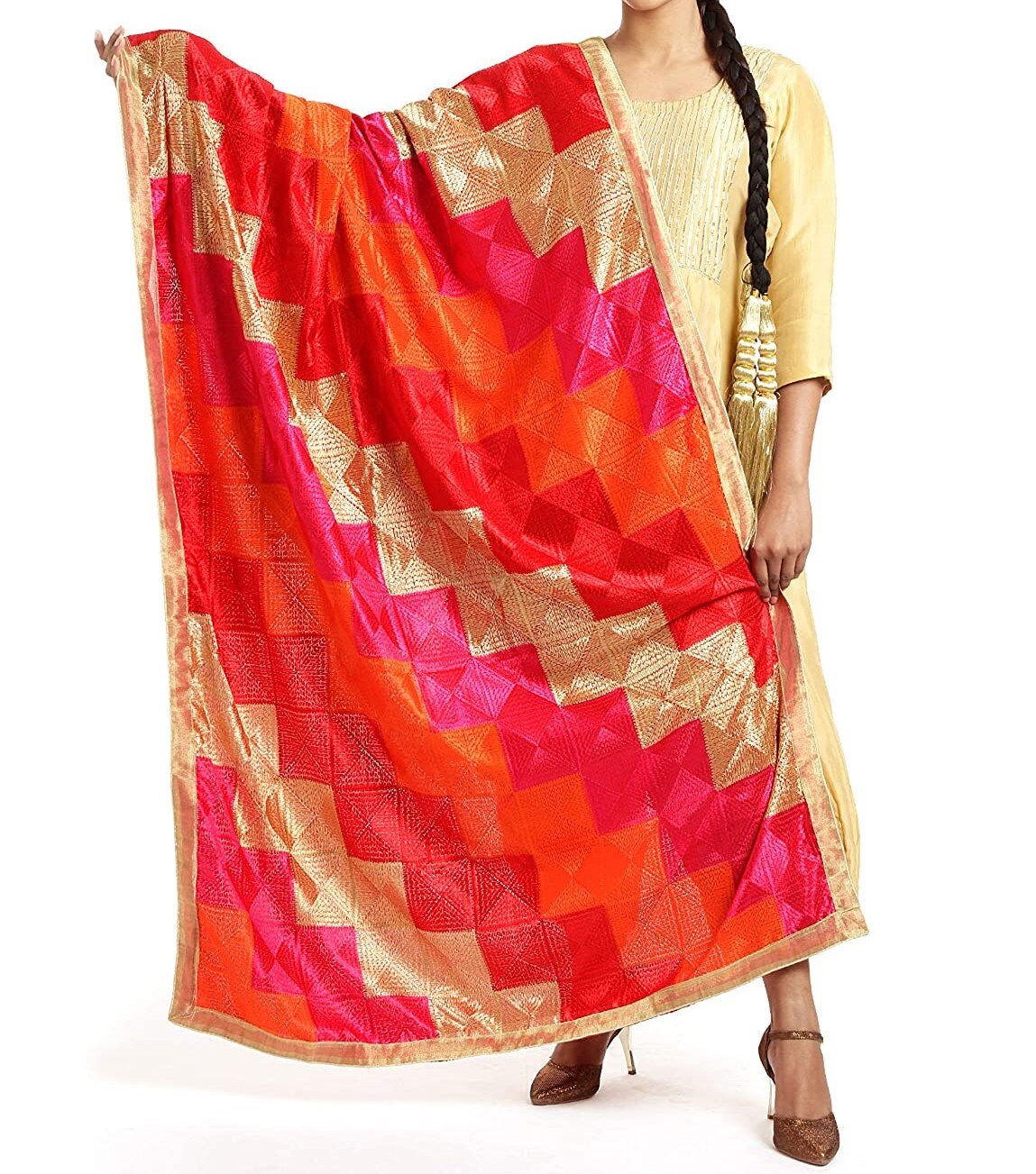 Phulkari Multicolored Ladder Design, Embroidered Handmade Phulkari ...