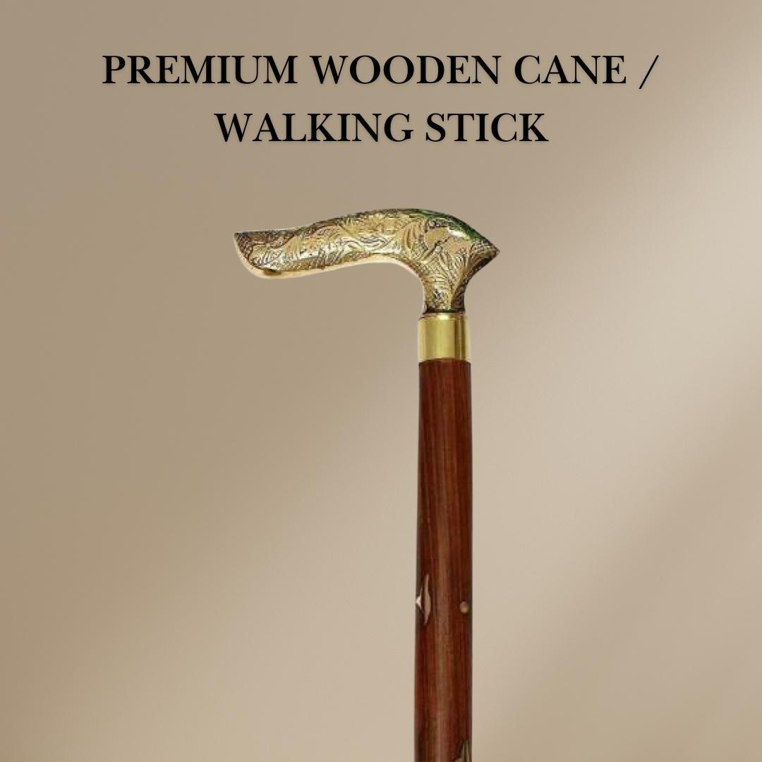 Stylish Wooden Walking Stick With Classic Derby Handle | Walking Cane ...