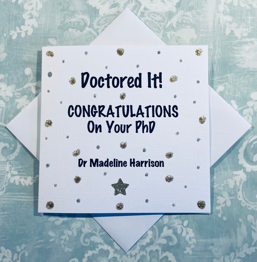 Phd Graduation Card, Congratulations, Dr, Personalised, Handmade, Add a ...