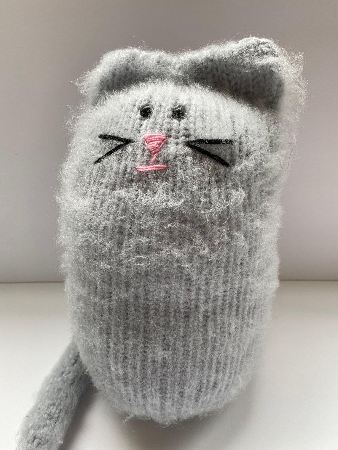Fat Grey Cat , Chunky Grey Cat, Grey Cat Plushie , Handknit Cat - Etsy