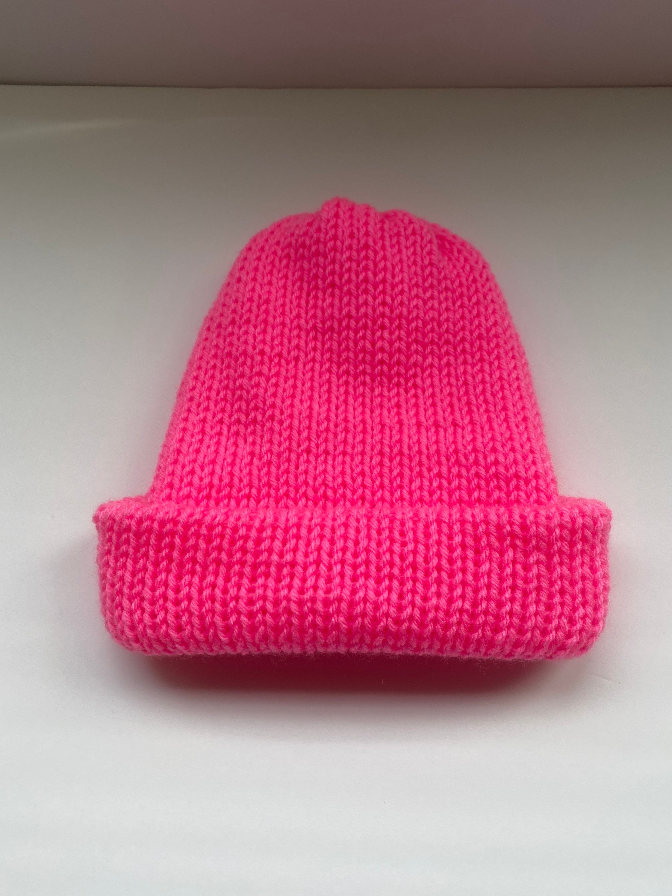 Hot Pink Knit Beanie, Skull Cap, Gift for Her , Slouchy Hat , Fashion ...