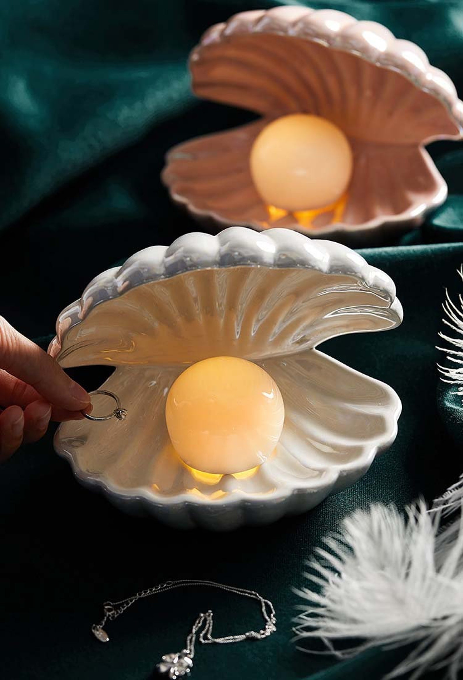 Sweet dream Pearl shell lamp jewelry storage Creative home | Etsy