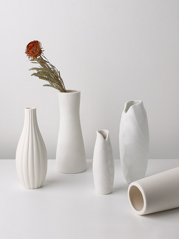 Simple White Ceramic Vase, Living Room Dining Room Wedding Ornaments ...