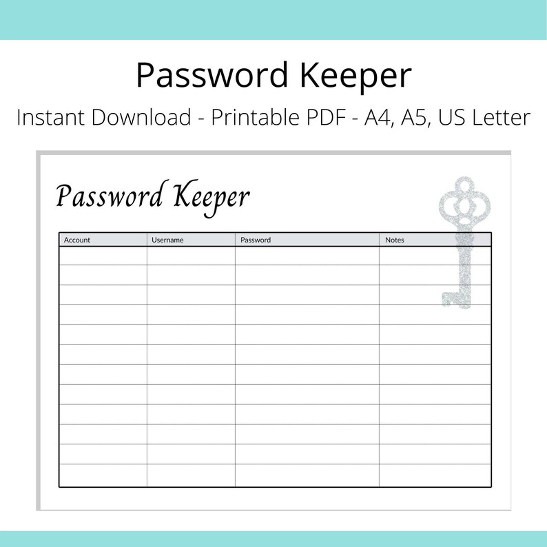 Password Keeper Printable Password Tracker Password Log - Etsy