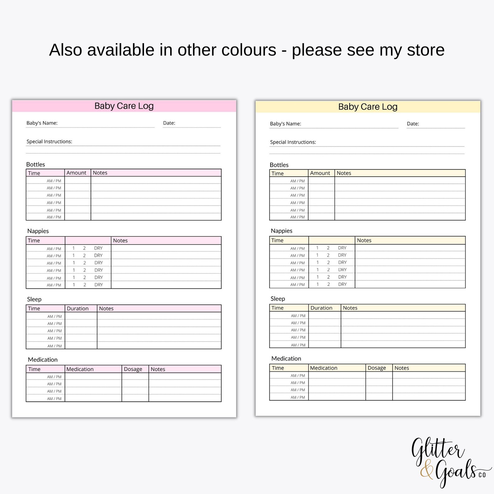 Printable Baby Care Log Insert. Daily Infant Care Log. Child Care ...