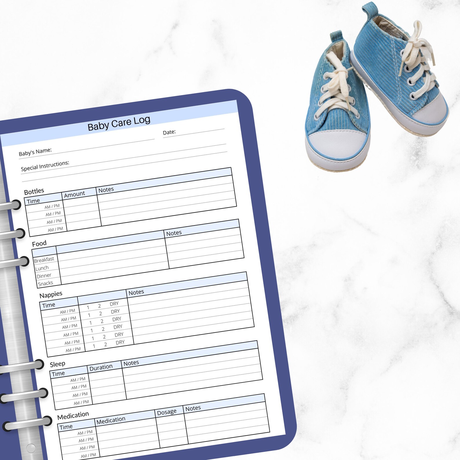 Printable Baby Care Log Insert. Daily Infant Care Log. Child Care ...