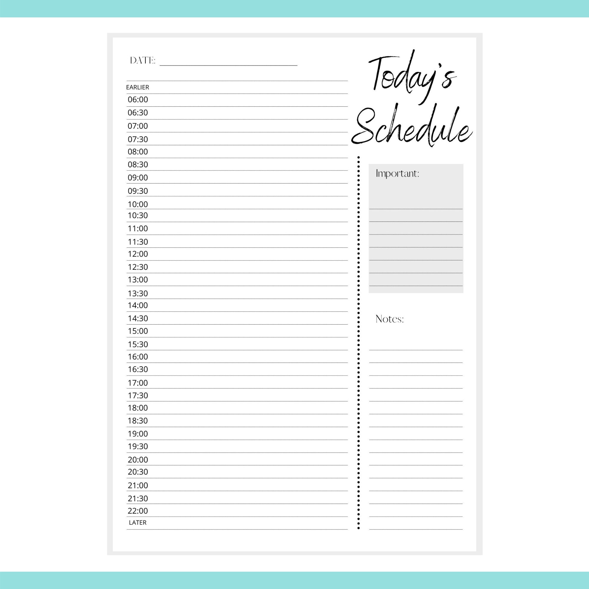 Daily Planner Printable Daily Schedule 30 Minute Slots to - Etsy