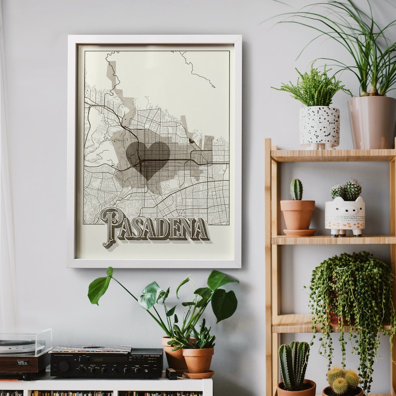 Pasadena Los Angeles Neighborhood Map Poster Wall Art - Etsy