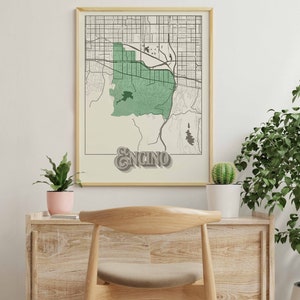 Los Angeles Encino Urban Map Poster - Available in Multiple Colors - Etsy