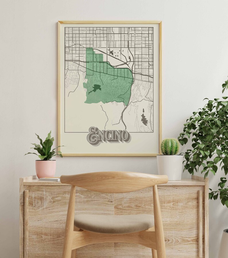 Los Angeles Encino Urban Map Poster - Available in Multiple Colors - Etsy