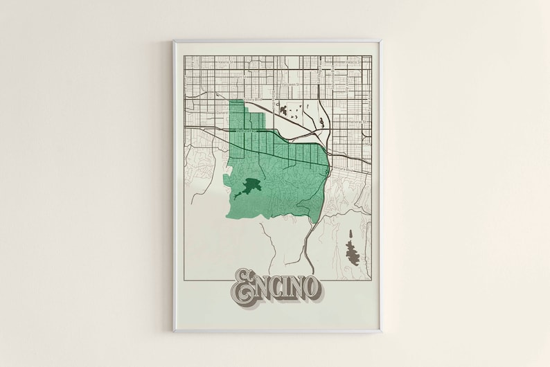 Los Angeles Encino Urban Map Poster - Available in Multiple Colors - Etsy