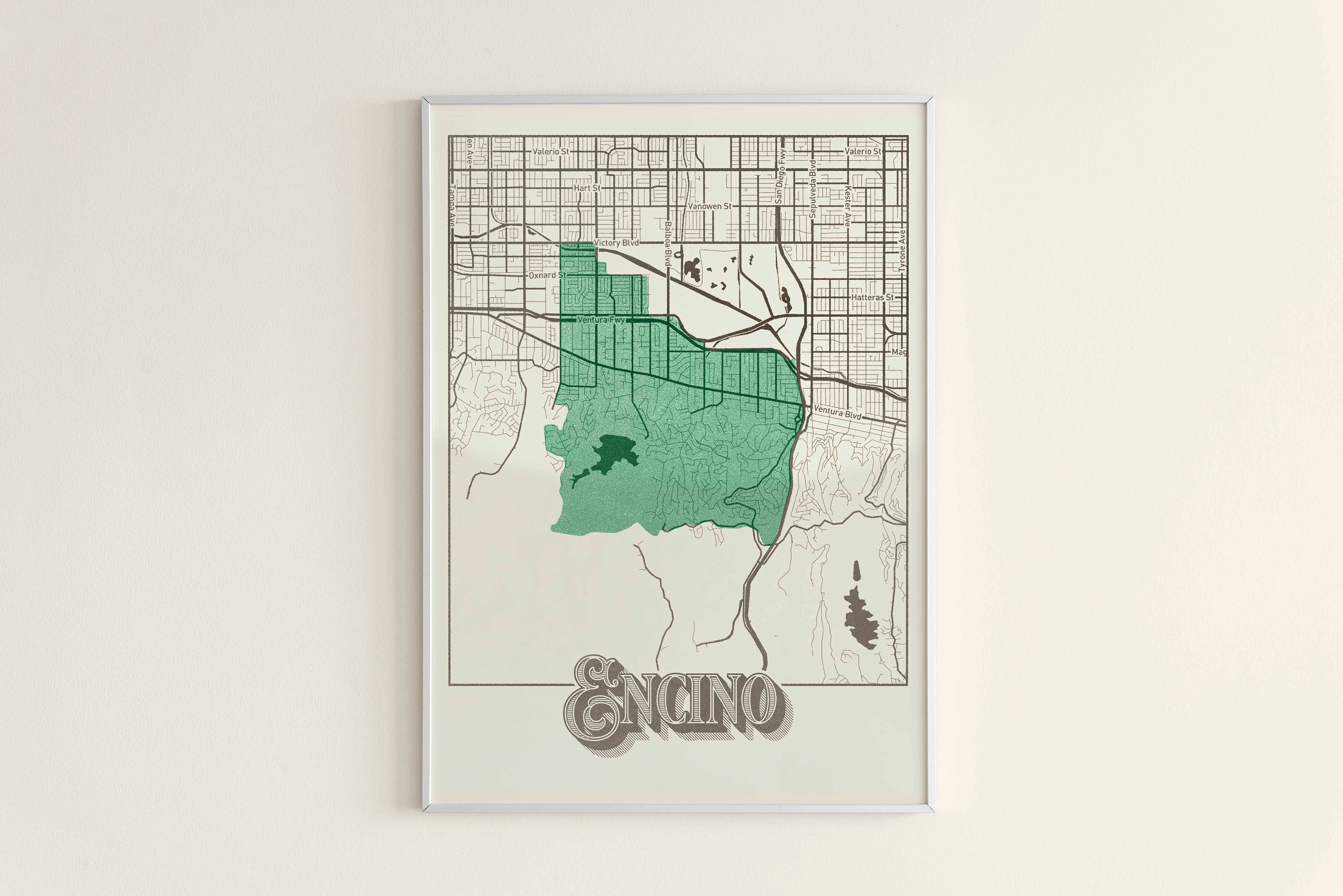 Los Angeles Encino Urban Map Poster - Available in Multiple Colors - Etsy