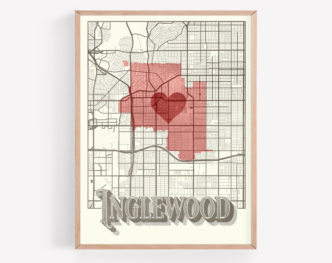 Inglewood Los Angeles Neighborhood Map Poster Wall Art - Etsy
