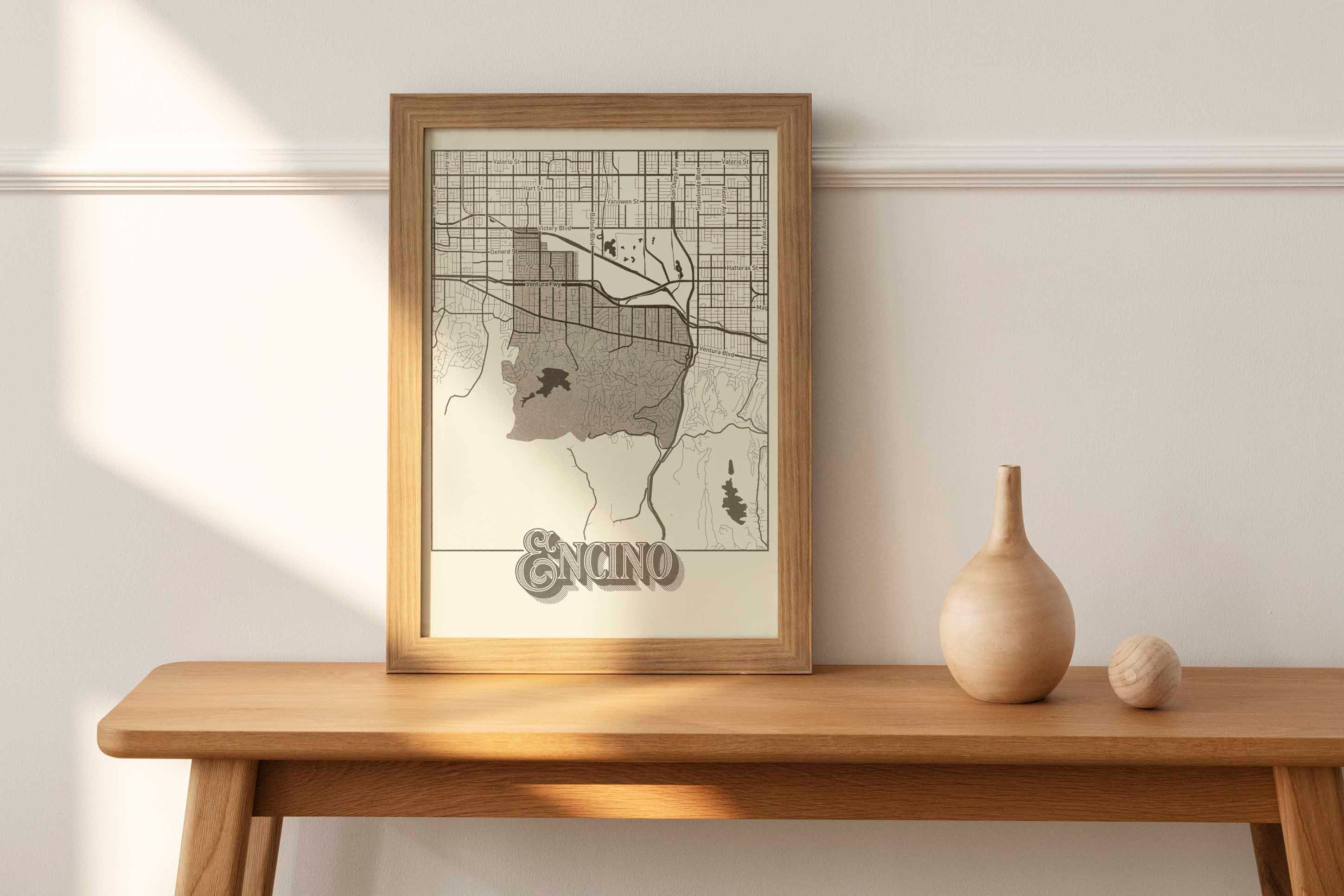 Los Angeles Encino Urban Map Poster - Available in Multiple Colors - Etsy