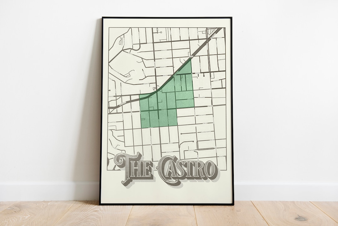 San Francisco, the Castro Neighborhood Map Poster Wall Art, Green - Etsy