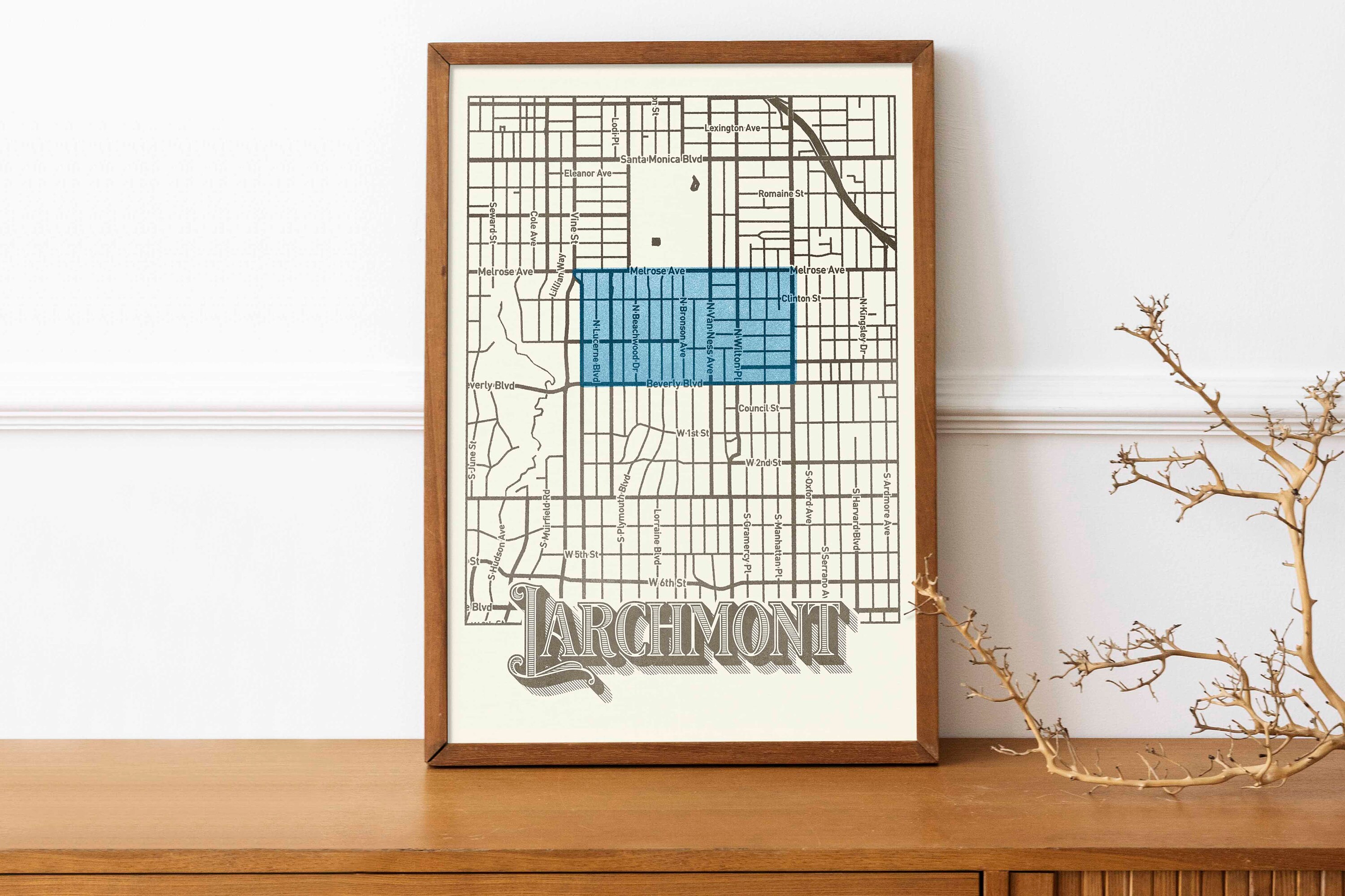 Los Angeles Larchmont Urban Map Poster - Available in Multiple Colors ...