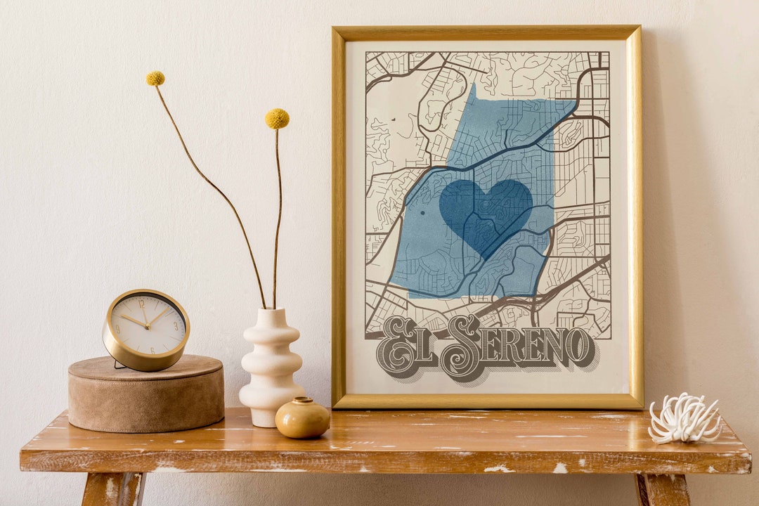 Los Angeles El Sereno Vintage Map Poster - Available in Multiple Colors ...